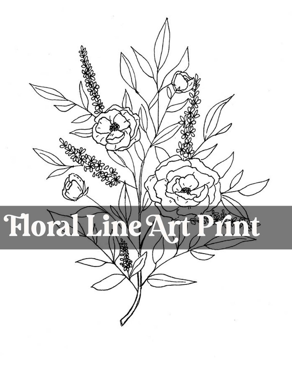 Floral Line Art Digital Print – Hunters of Happiness
